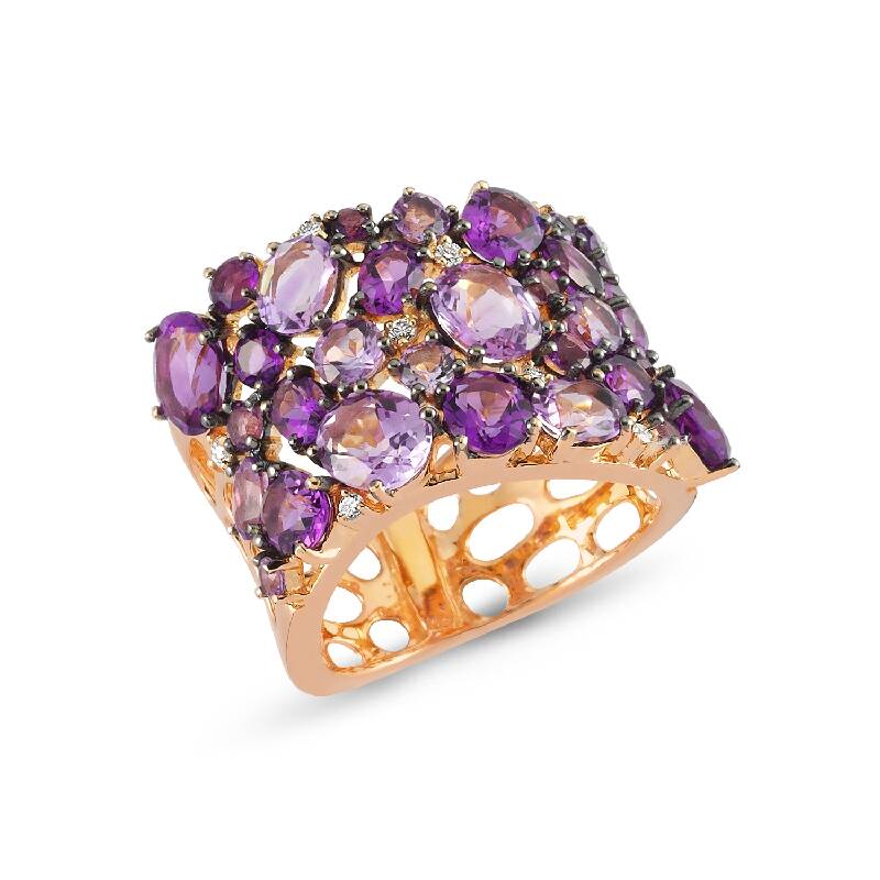 Pırlanta Ametist Topaz Yüzük