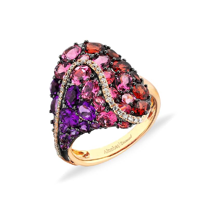 Pırlanta Safir Ametist Yüzük