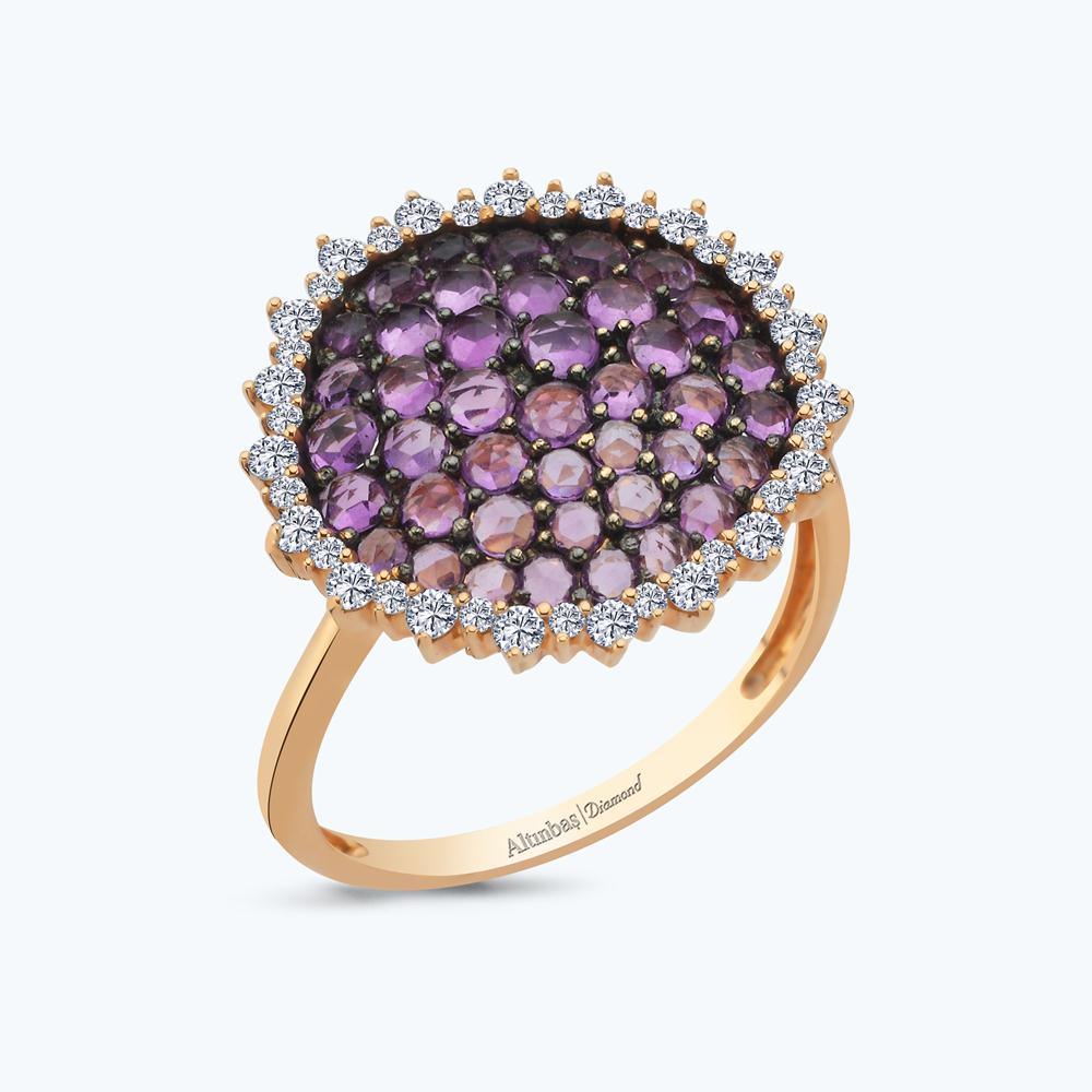 Pırlanta Ametist Taşlı Yüzük