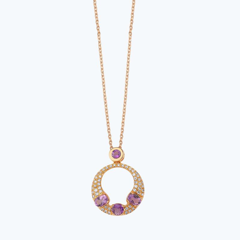 Pırlanta Ametist Taşlı Kolye