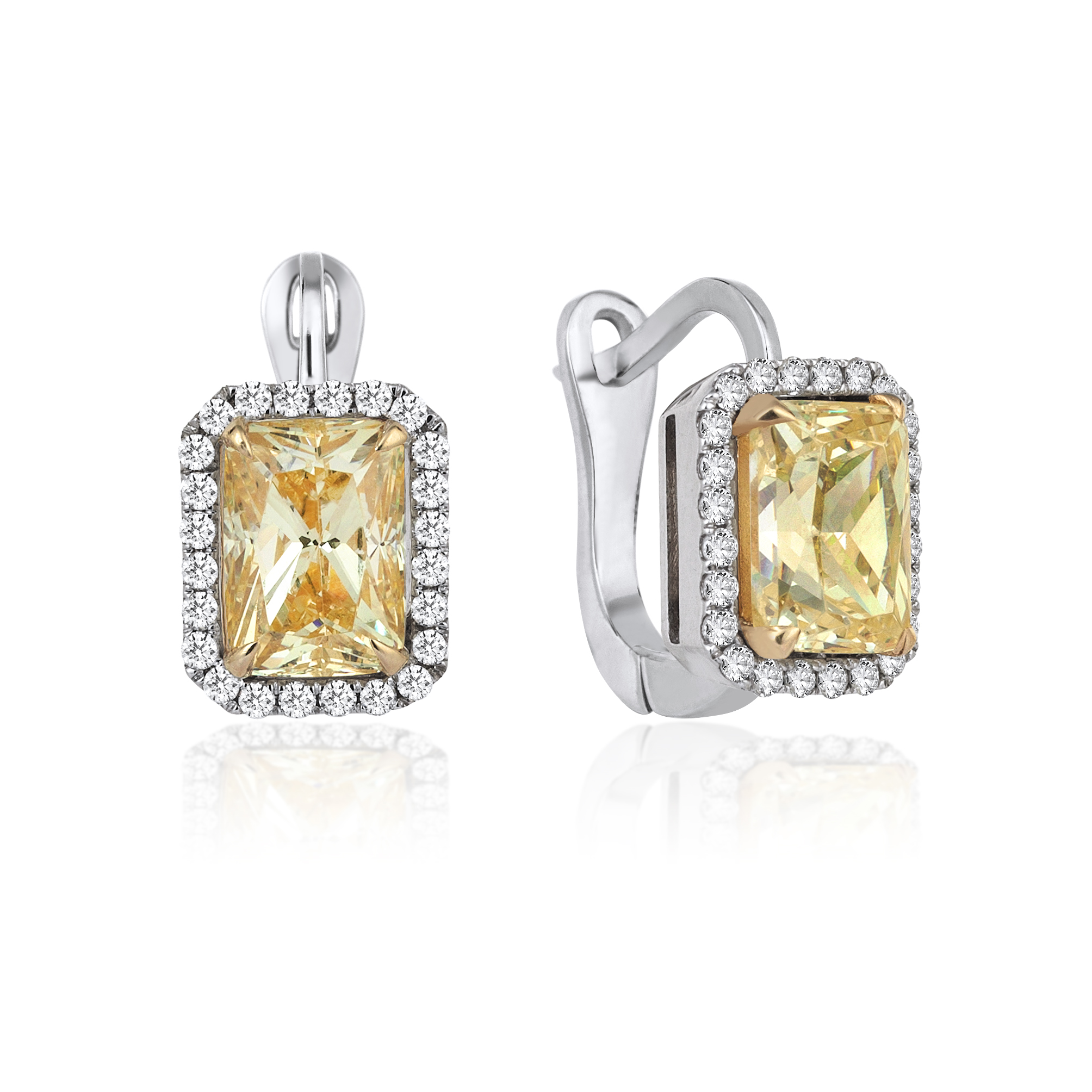 Pırlanta Sarı Kuvars Küpe