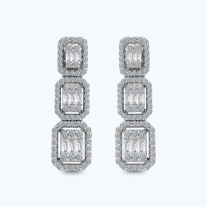 Pırlanta Tria Baget Küpe