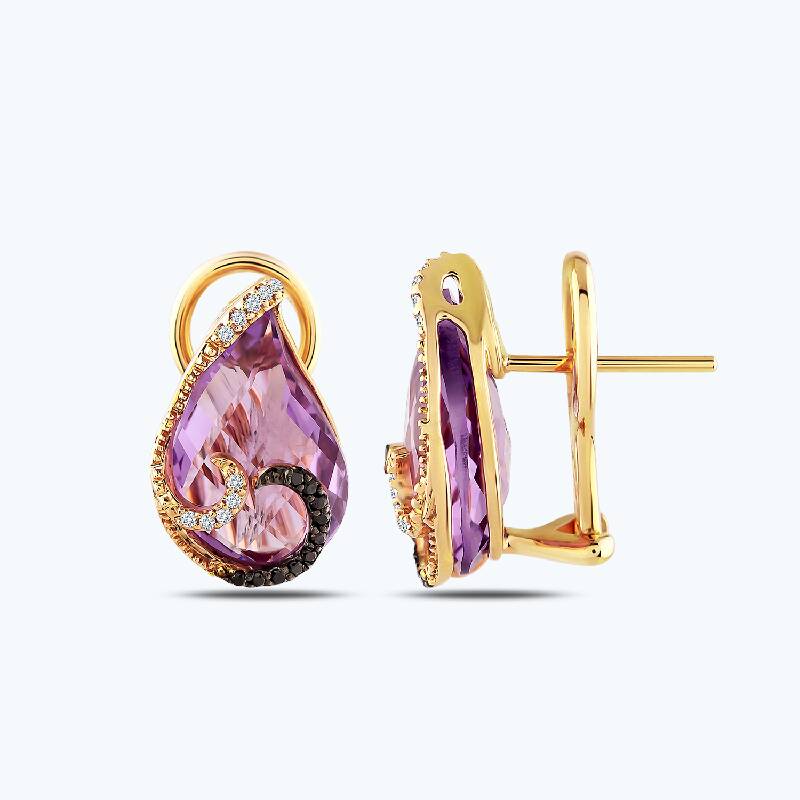 Pırlanta Ametist Taşlı Küpe