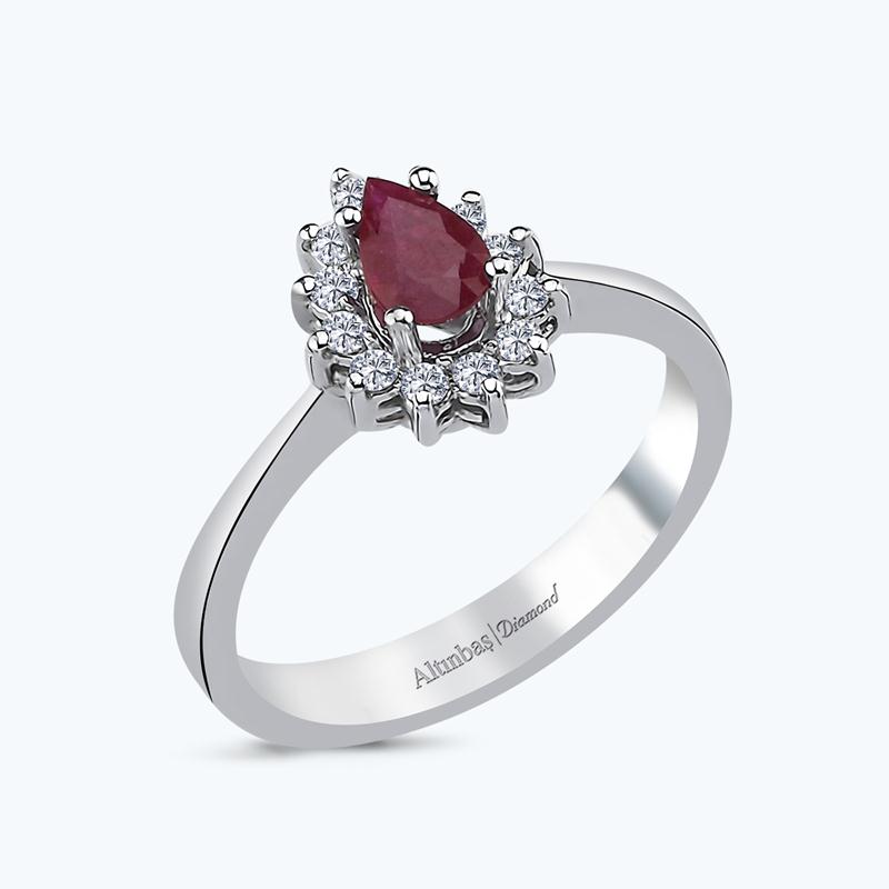 Pırlanta Yakut Damla Yüzük