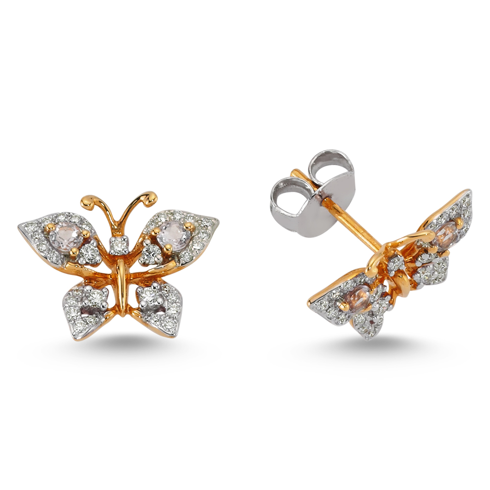 Pırlanta Ametist Taşlı Küpe