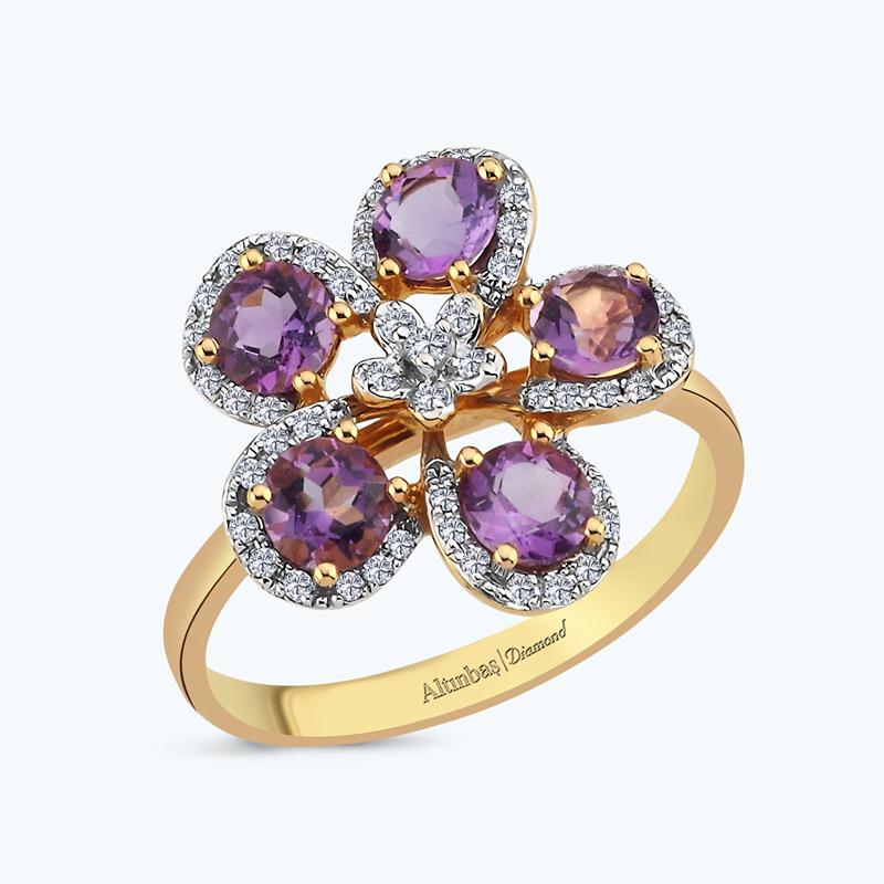 Pırlanta Ametist Yüzük