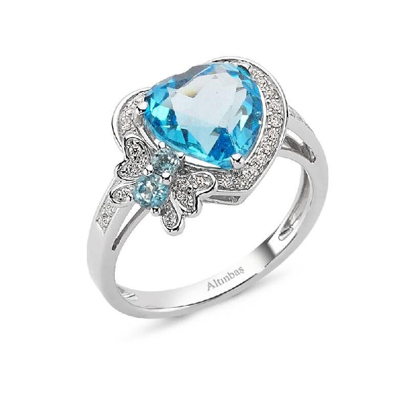 Pırlanta Flora Blue Topaz Yüzük