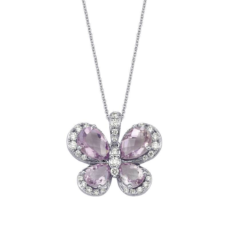 Pırlanta Ametist Kelebek Kolye