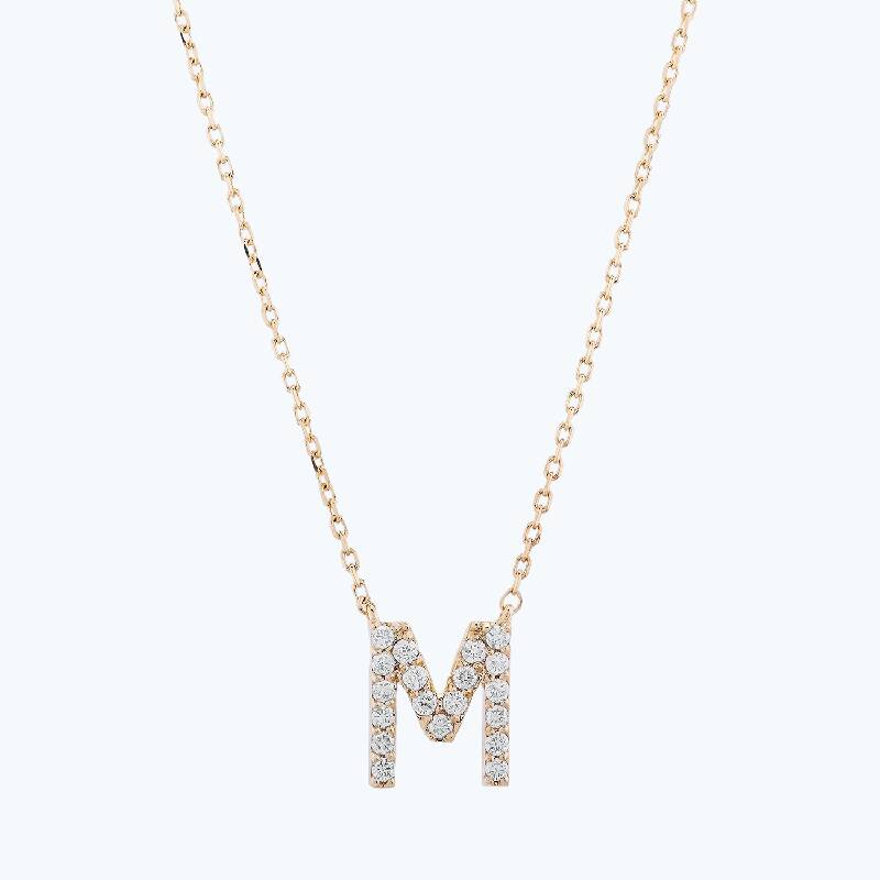 Pırlanta M Harfi Kolye