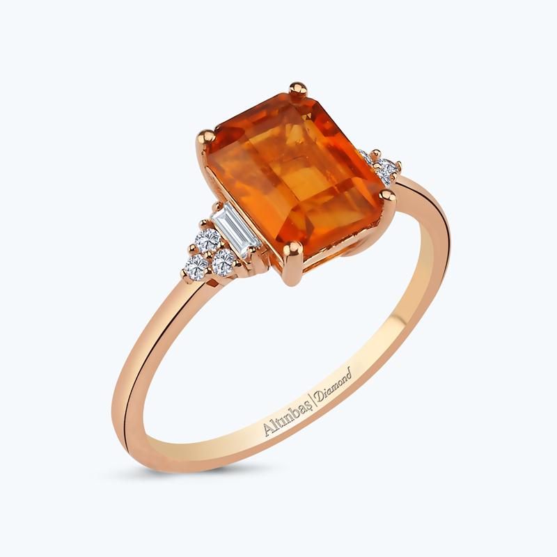 Pırlanta Sitrin Yüzük