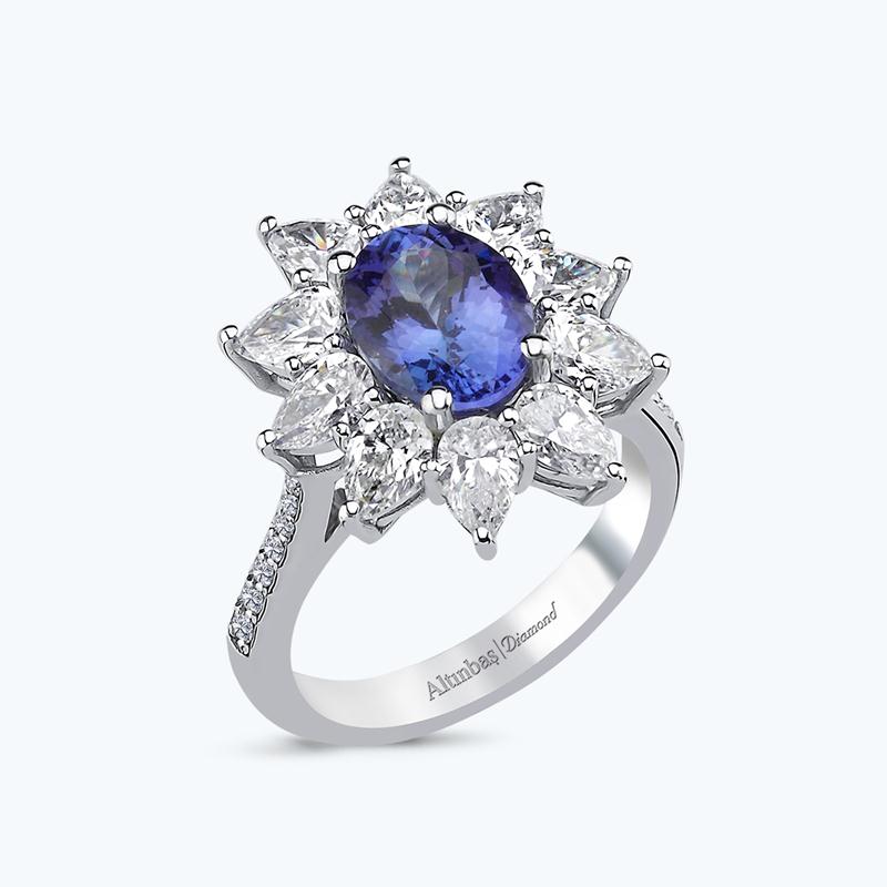 Pırlanta Safir Damla Yüzük