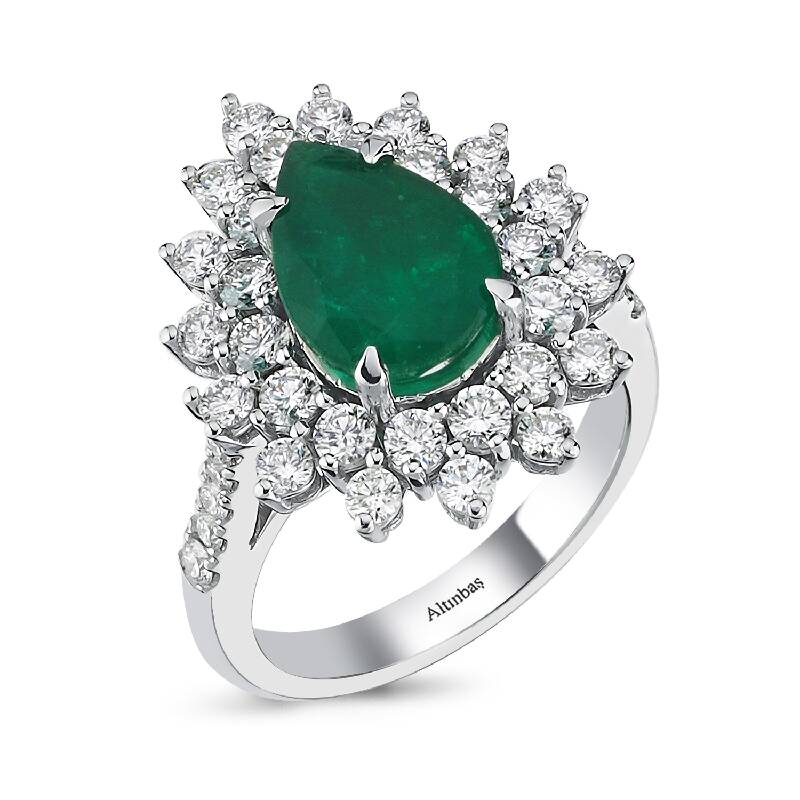 Pırlanta Zümrüt Damla Yüzük