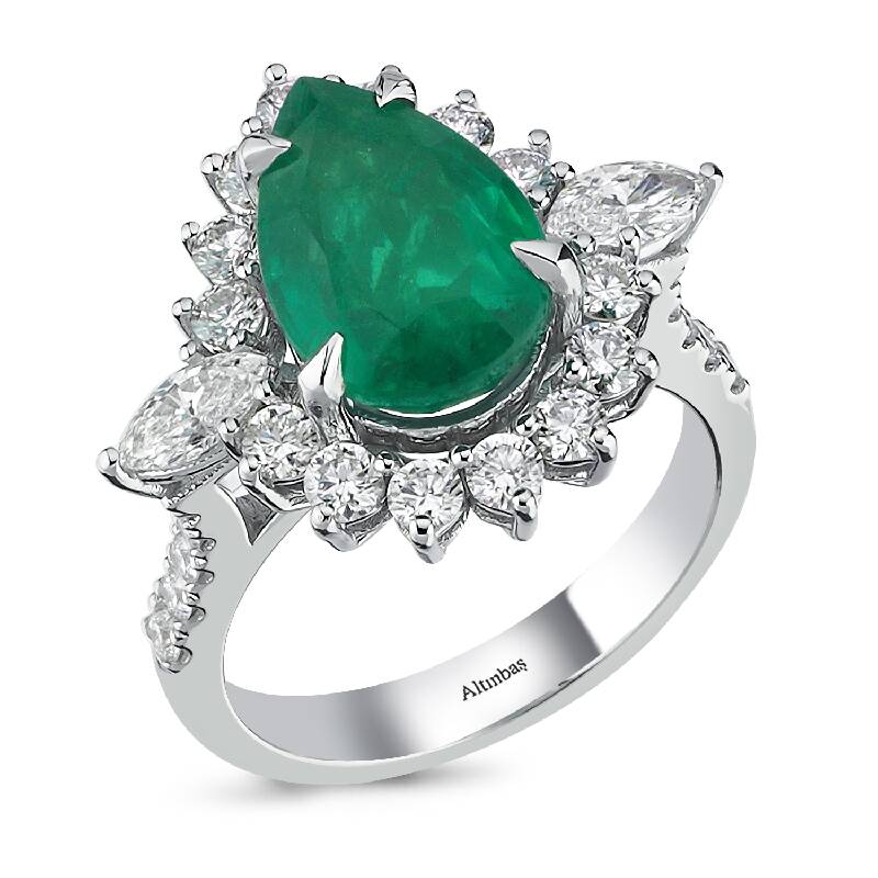 Pırlanta Zümrüt Damla Yüzük