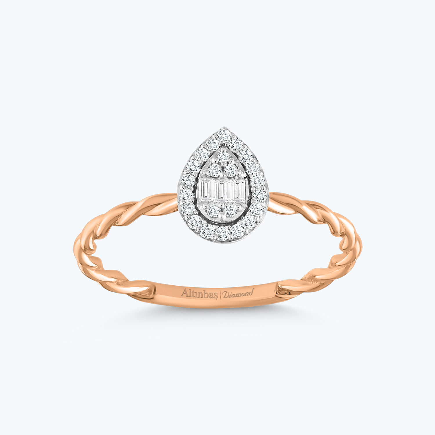 Pırlanta Baget Damla Yüzük