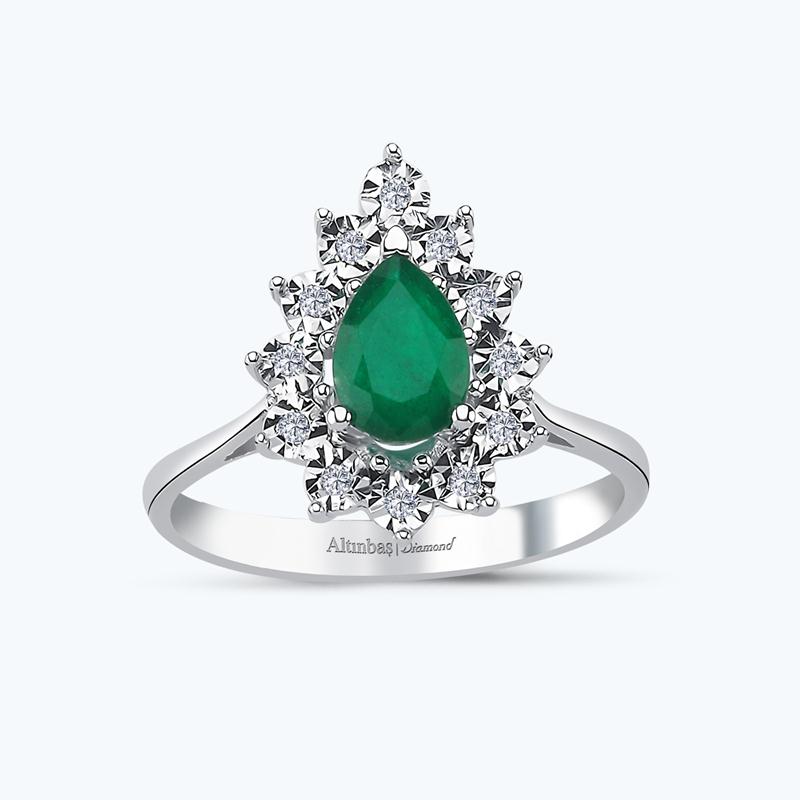 Pırlanta Zümrüt Damla Yüzük