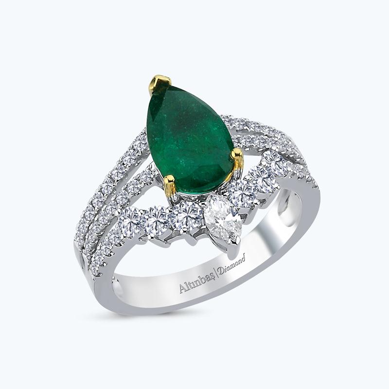 Pırlanta Zümrüt Damla Yüzük