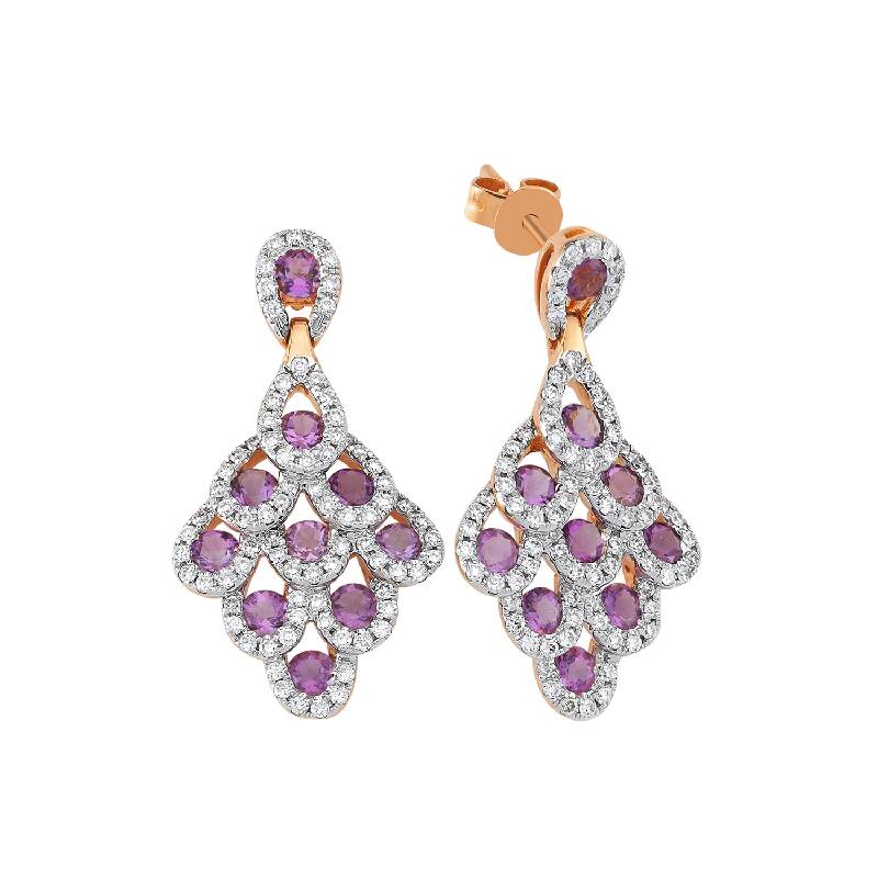 Pırlanta Ametist Küpe