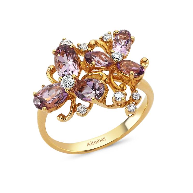 Pırlanta Ametist Yüzük