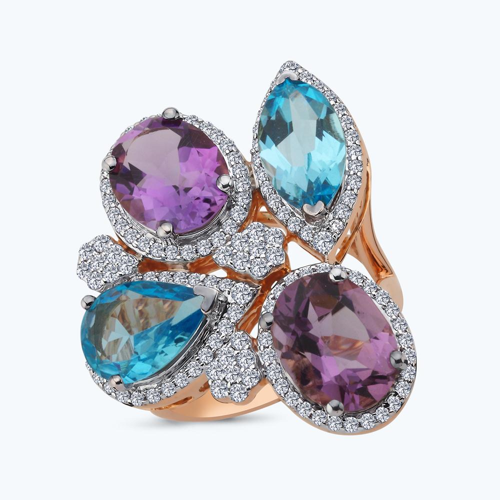 Pırlanta Ametist Yüzük