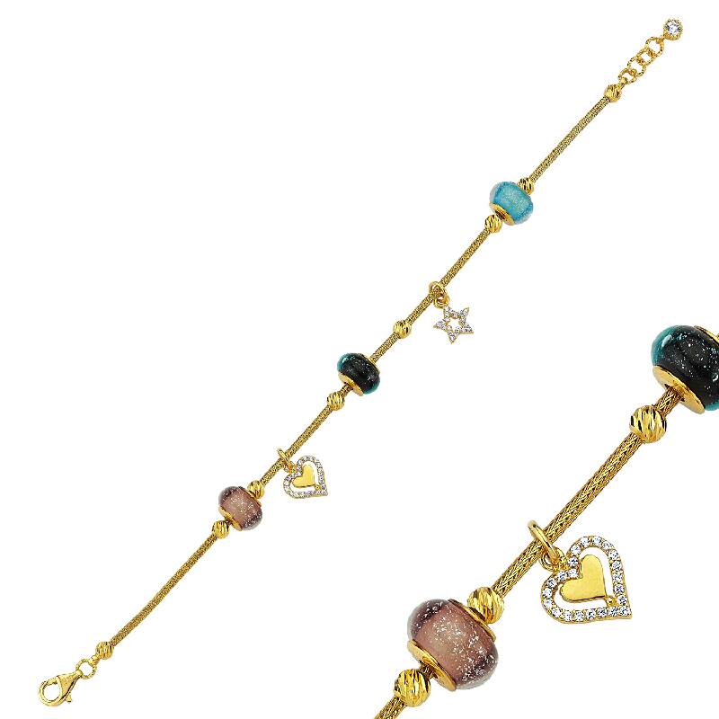 22 Ayar Altın Kalp Bileklik