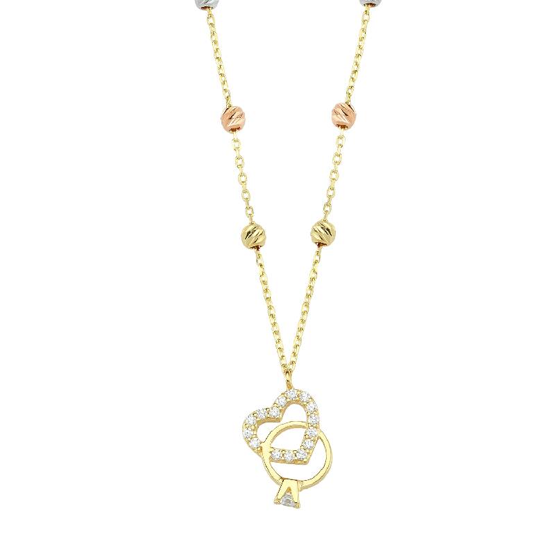 Altın Kalp Tektaş Kolye