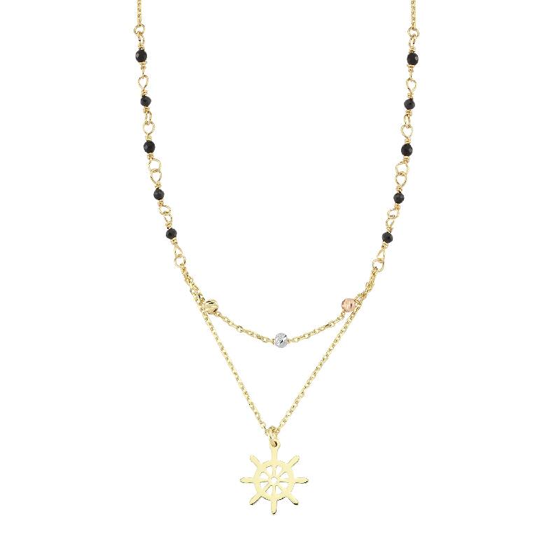 Altın Çift Zincir Dümen Kolye