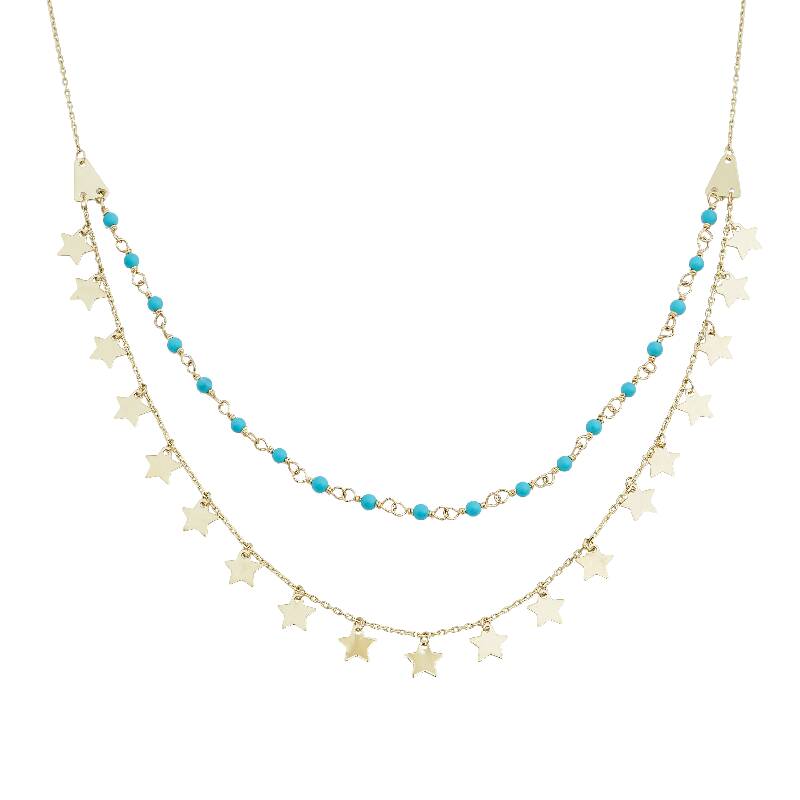 Altın Çift Zincir Yıldız Kolye