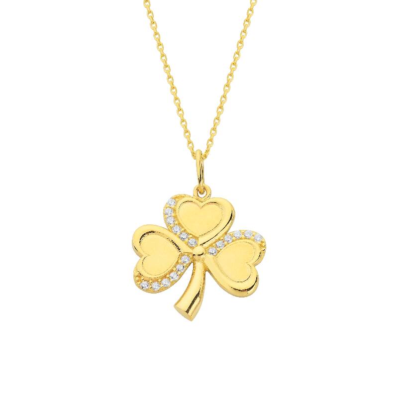 Altın Üç Yapraklı Yonca Kolye