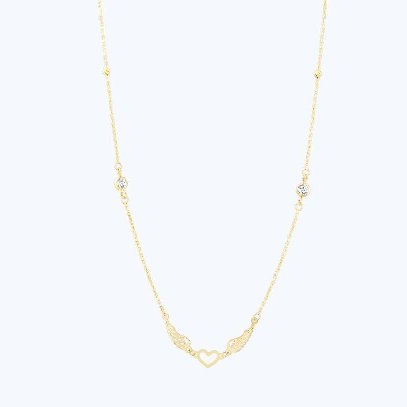 Altın Zincir Kalp Kanat Kolye