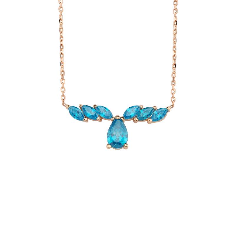 Mavi Taşlı Altın Kolye