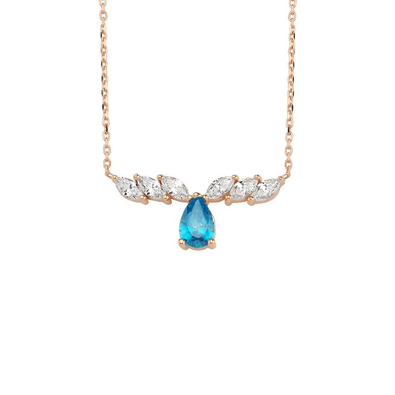 Mavi Taşlı Altın Kolye