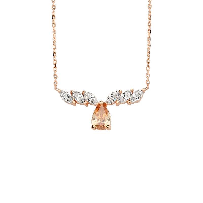 Turuncu Taşlı Altın Kolye