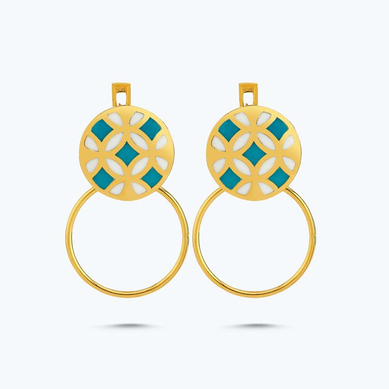 22 Ayar Altınbaş Mandala Küpe