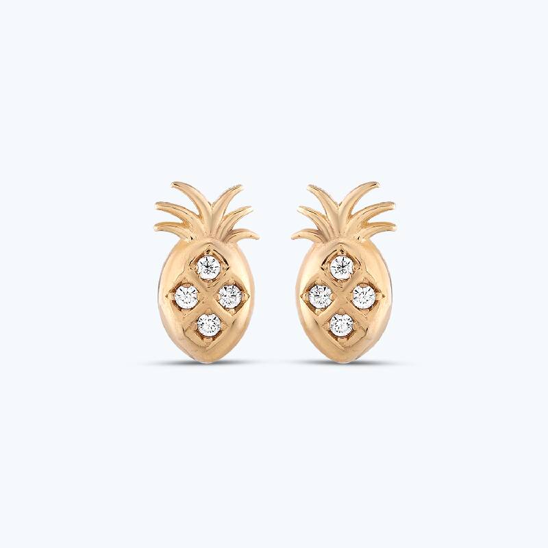 Altın Ananas Küpe