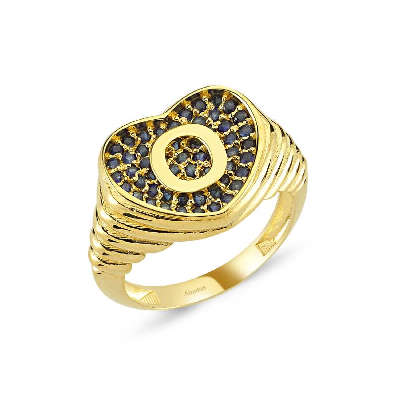 Altın Marin O Harfi Kalp Yüzük