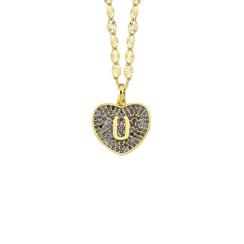 Altın Marin Ü Harfi Kalp Kolye