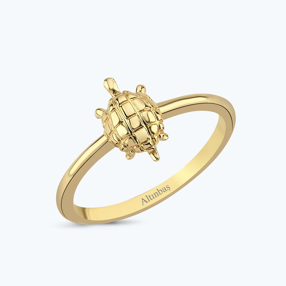 Altın Kaplumbağa Figürlü Yüzük