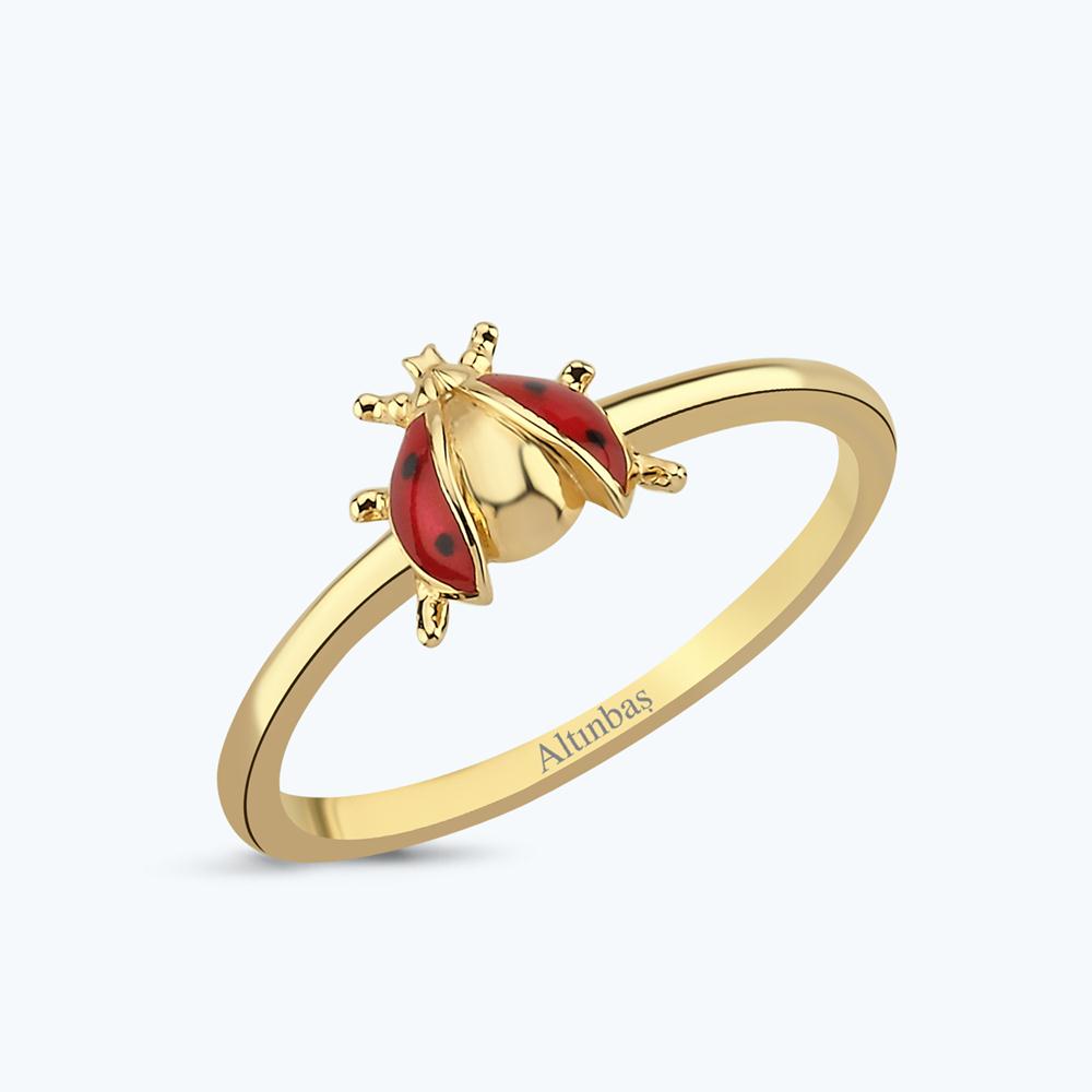 Altın Uğurböceği Figürlü Yüzük